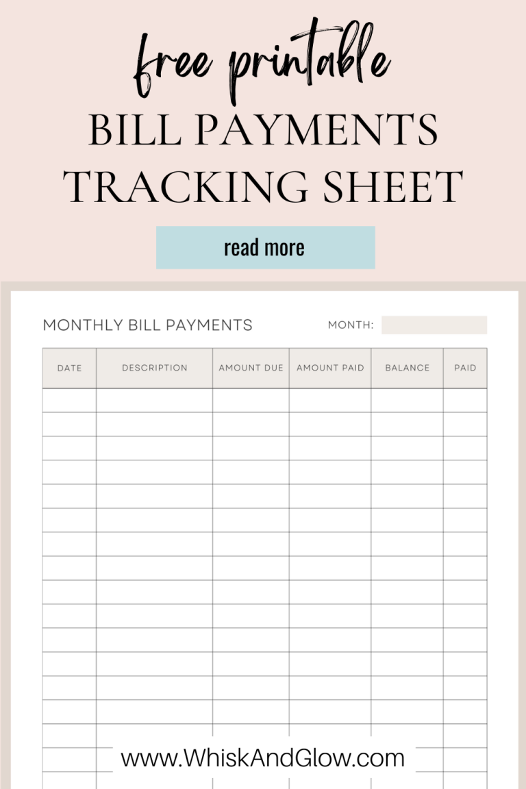 Stay Organized with Our Free Printable Bill Payments Tracking Sheet