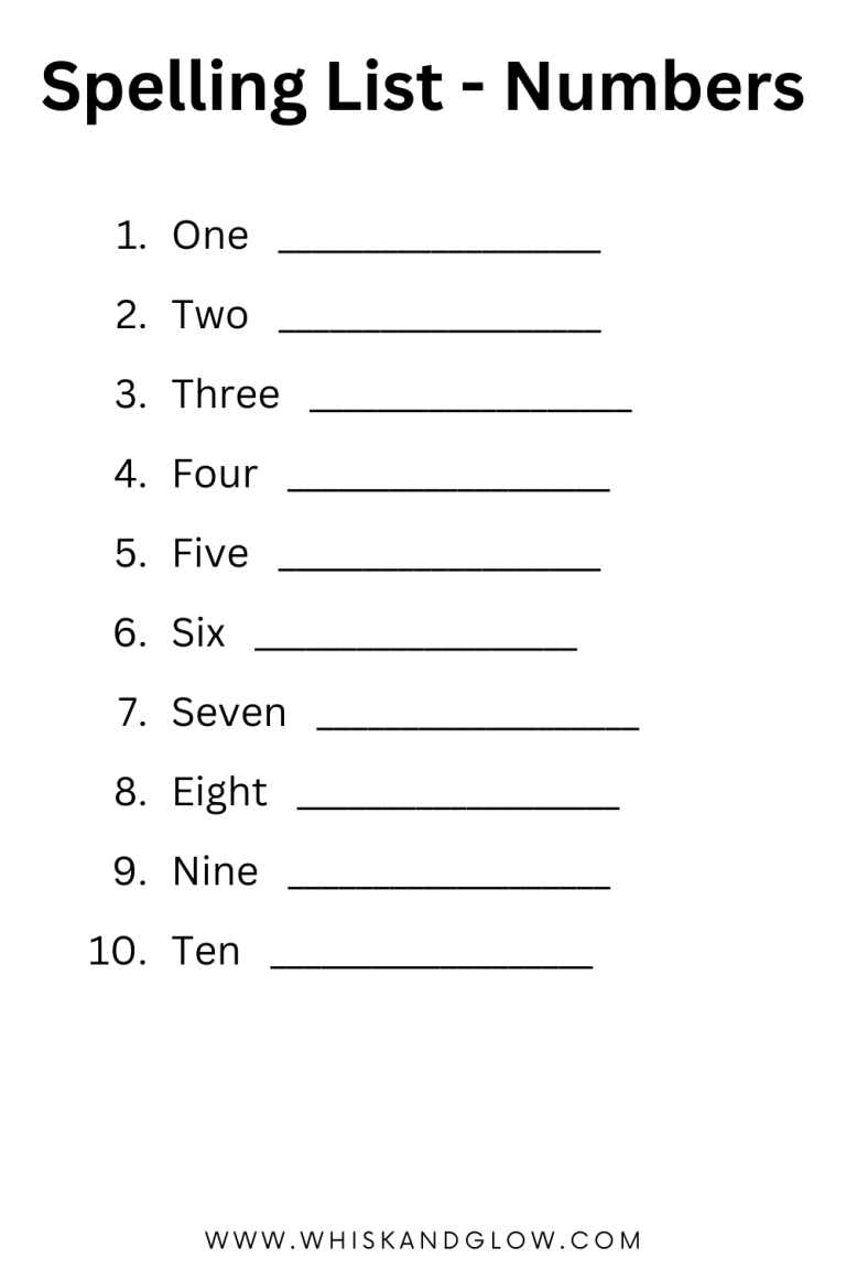 Free Printable Kids Spelling List Worksheets
